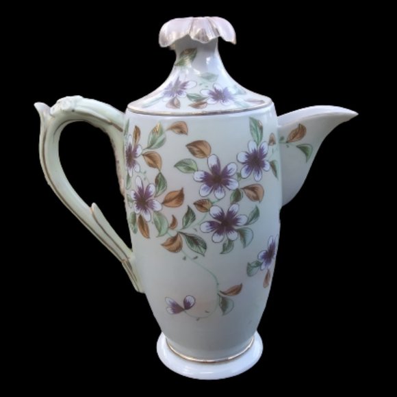 Kitchen | Vintage Chocolate Pot Pretty Purple Flowers Gold Accents ...